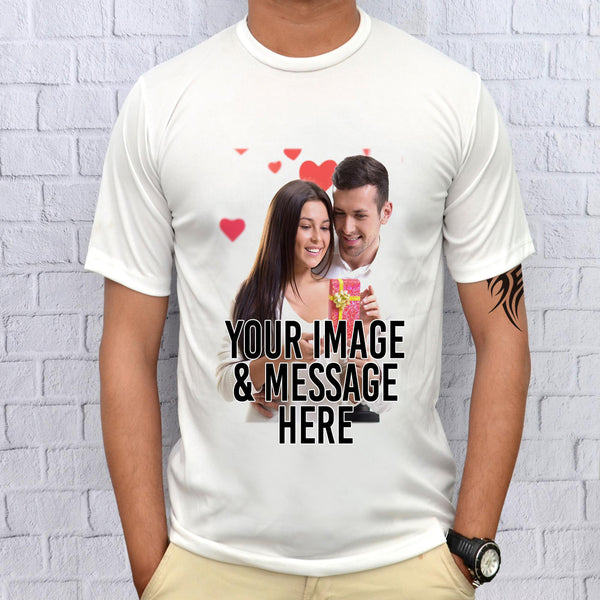 White Polyester T-Shirt With Photo/Text - Giftsholic