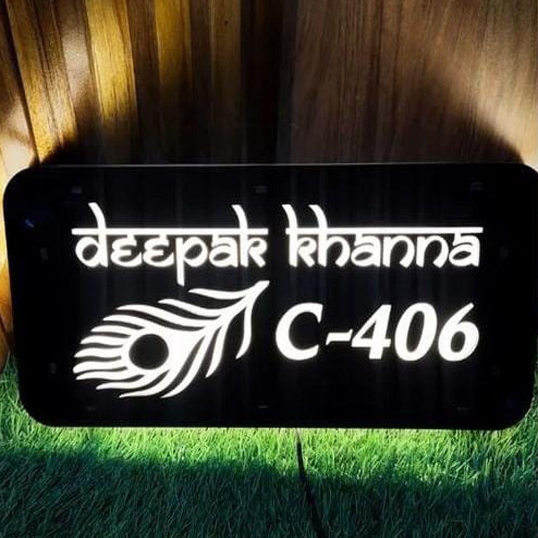 Led Name Plate For Home/Flat/House - Giftsholic