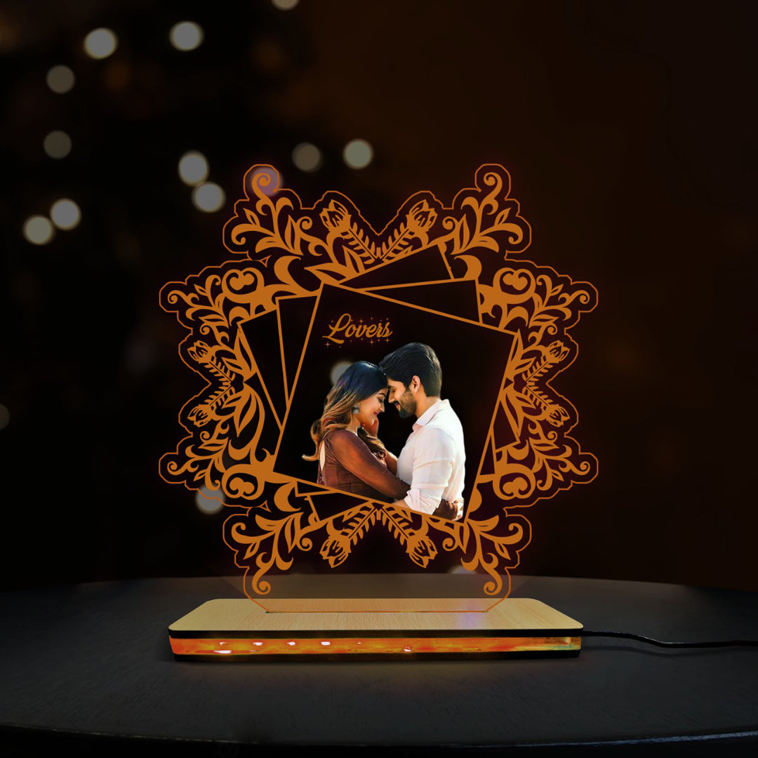 3D Acrylic LED Couple Lamp With Name & Photo - Giftsholic