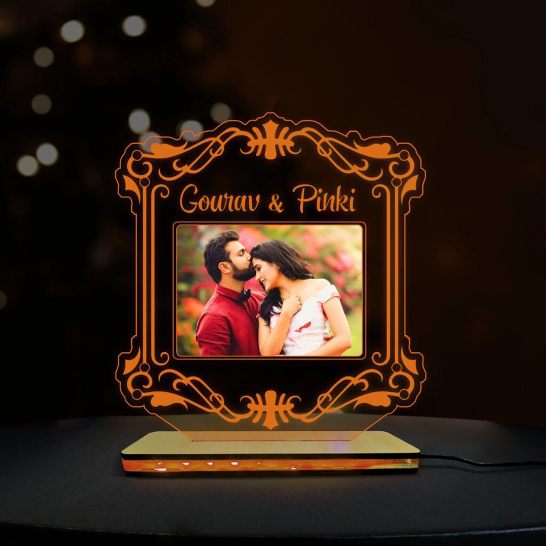 3D Acrylic LED Lamp For Couple With Name & Photo - Giftsholic